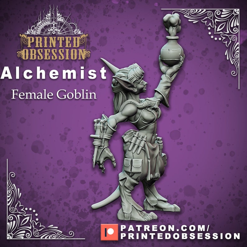 Female Goblin Alchemist Artificer 3D Printed Tabletop RPG Mini - Etsy