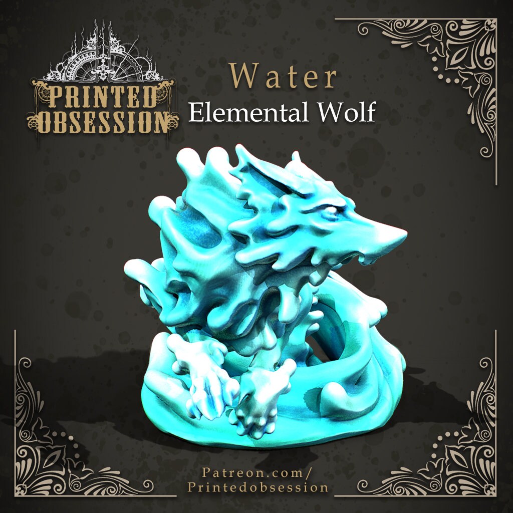 Water Elemental Direwolf 3D Printed Tabletop RPG Mini UNPAINTED - Etsy