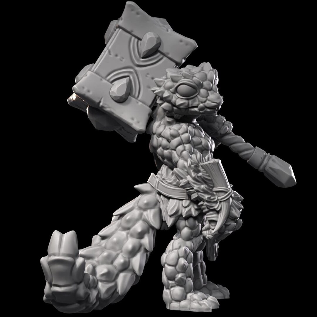 Gecko Kobold Gem Splitter 3D Printed Tabletop RPG Mini UNPAINTED - Etsy