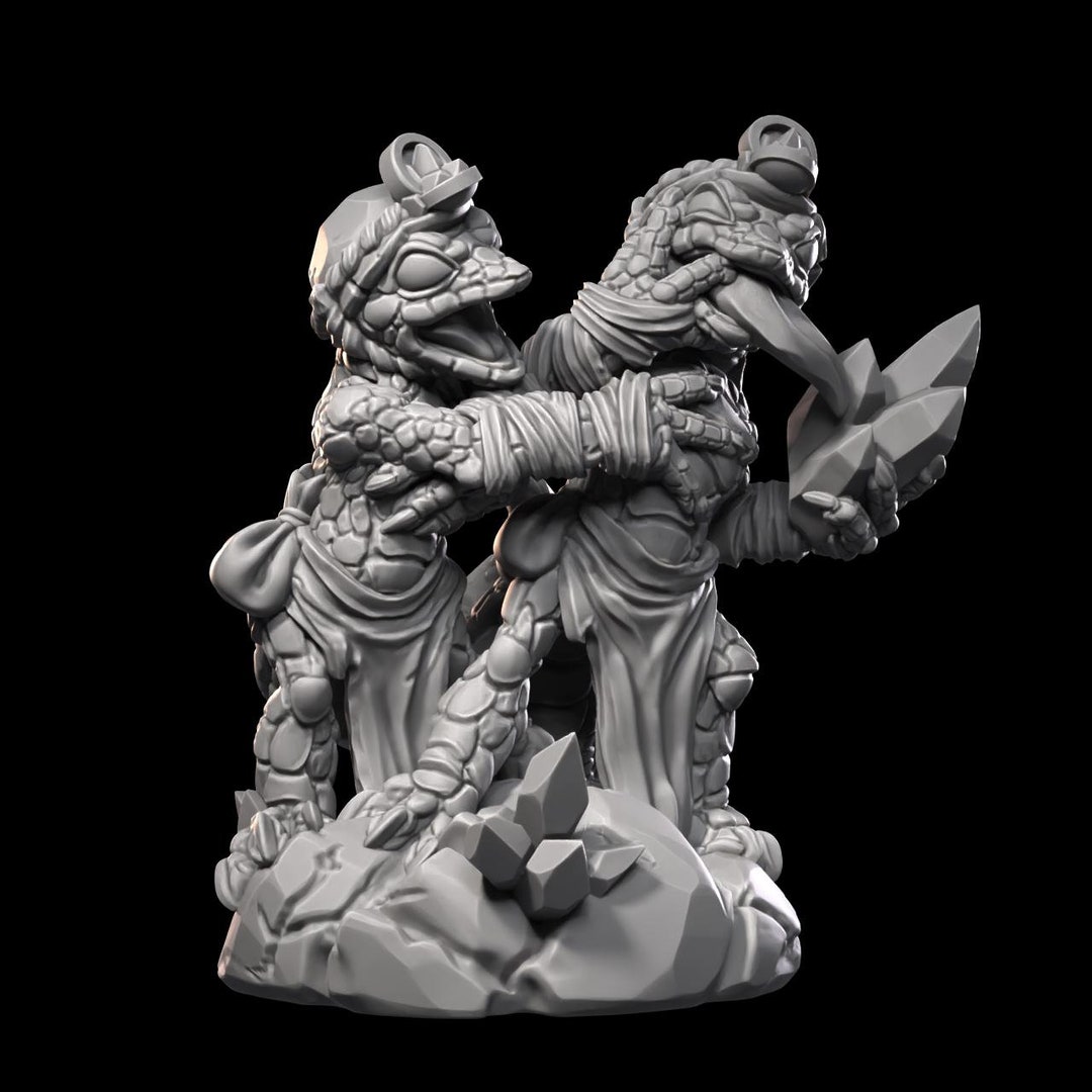 Gecko Kobold Miners Clik & Klak 3D Printed Tabletop RPG Mini UNPAINTED ...