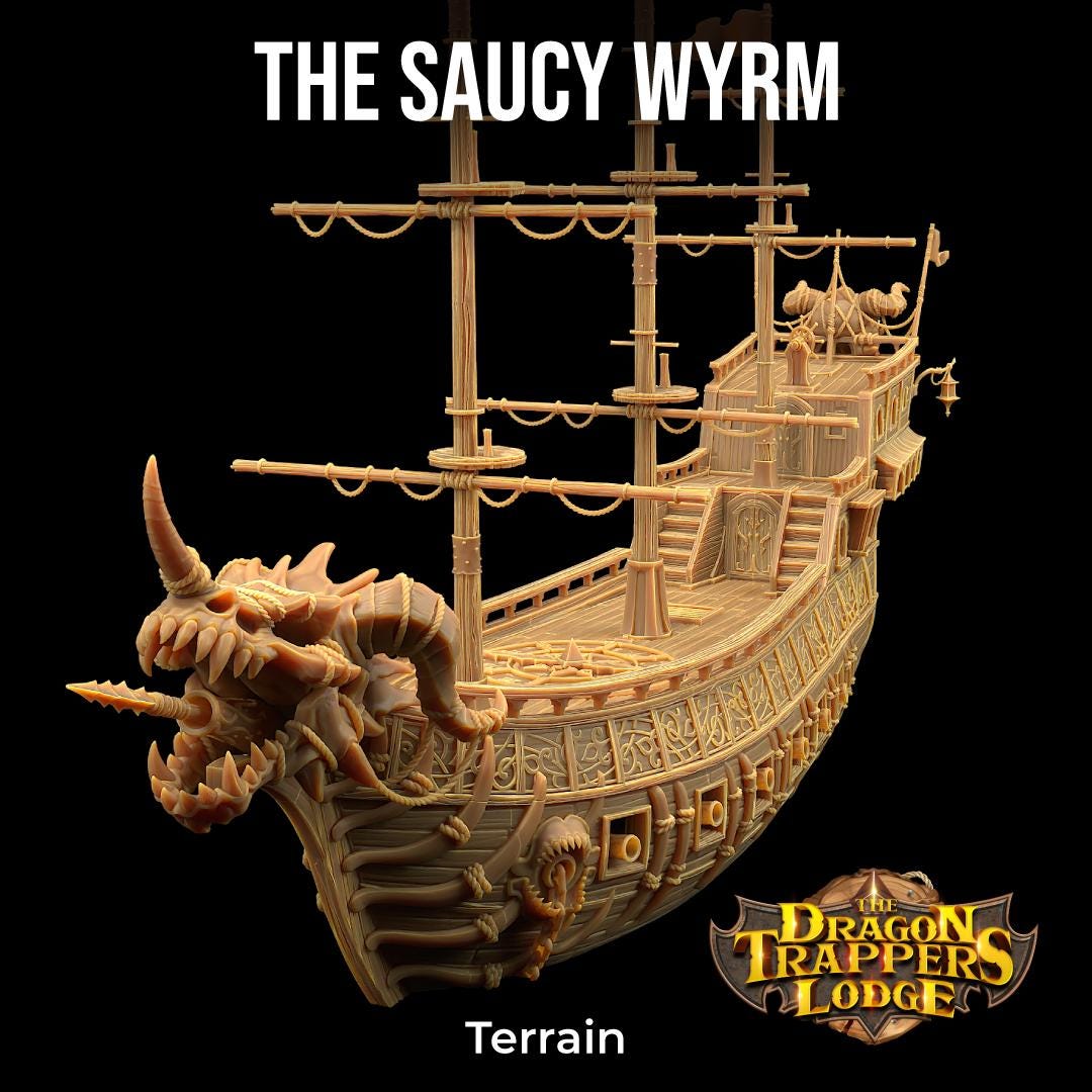 Saucy Wyrm Monster Hunter Ship 3D Printed Tabletop RPG Scenery ...