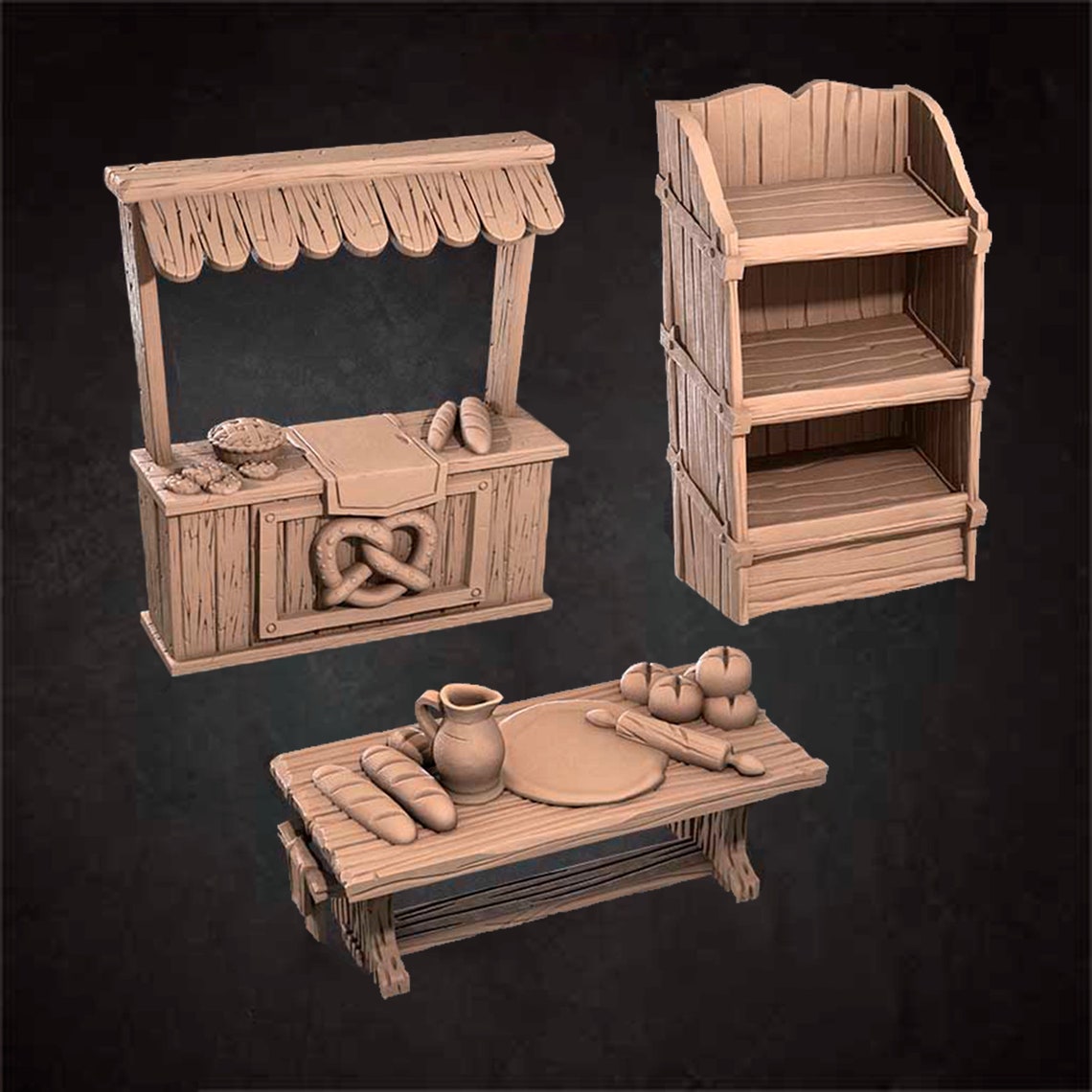 Bakery Shop Scatter 3D Printed Tabletop RPG Scenery UNPAINTED - Etsy