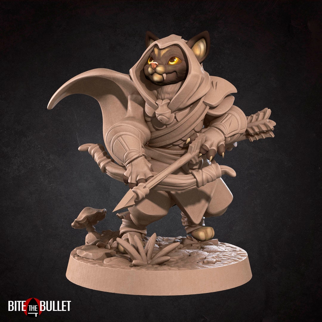Archer Cat Blaze Tabaxi 3D Printed Tabletop RPG Mini UNPAINTED - Etsy