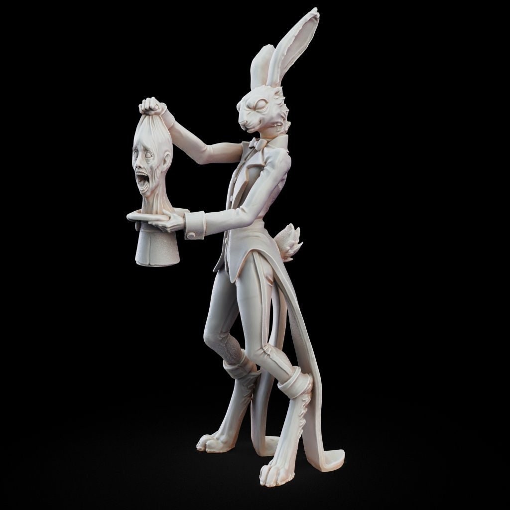 White the Rabbit Magician 3D Printed Tabletop RPG Mini UNPAINTED - Etsy