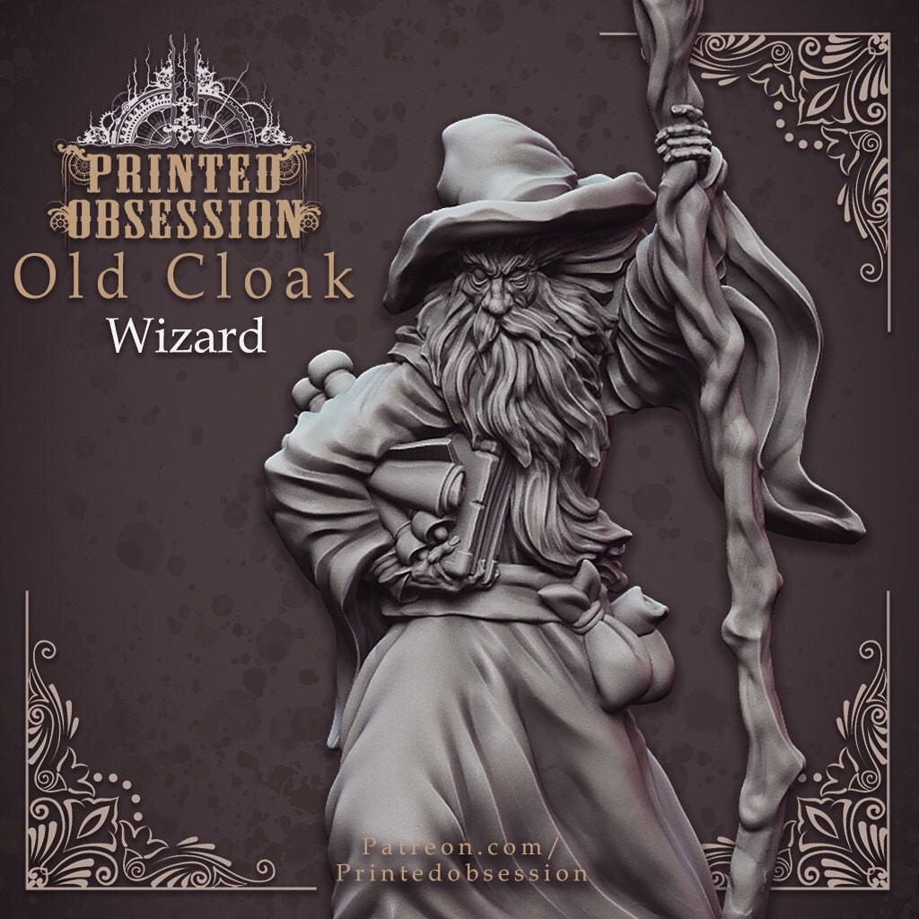 Old Cloak Wizard 3D Printed Tabletop RPG Mini UNPAINTED - Etsy