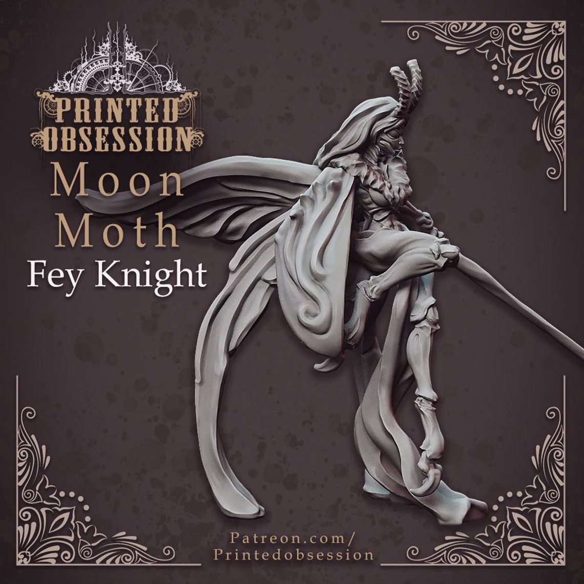 Female Moth Knight Fey 3D Printed Tabletop RPG Mini - Etsy