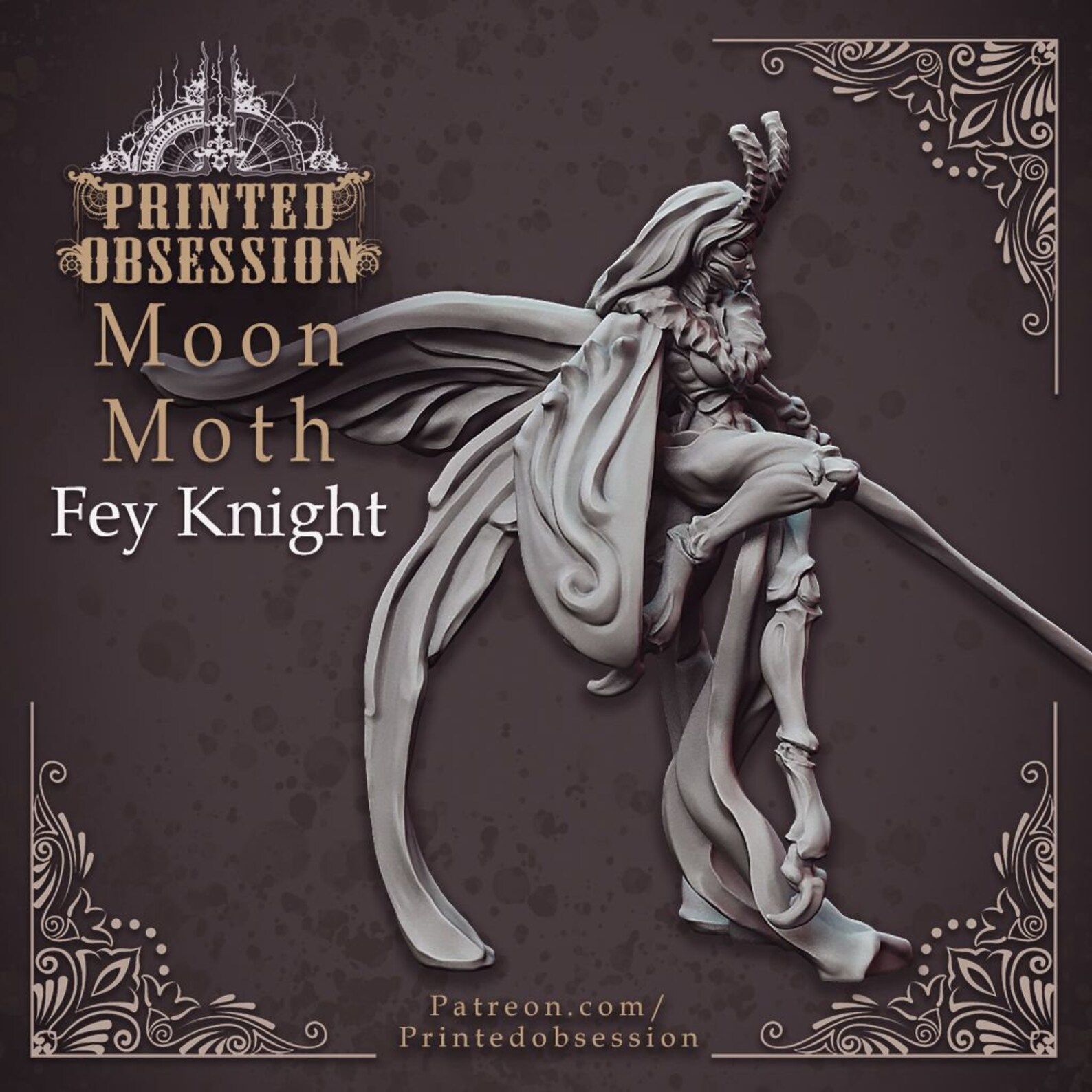 Female Moth Knight Fey 3D Printed Tabletop RPG Mini - Etsy