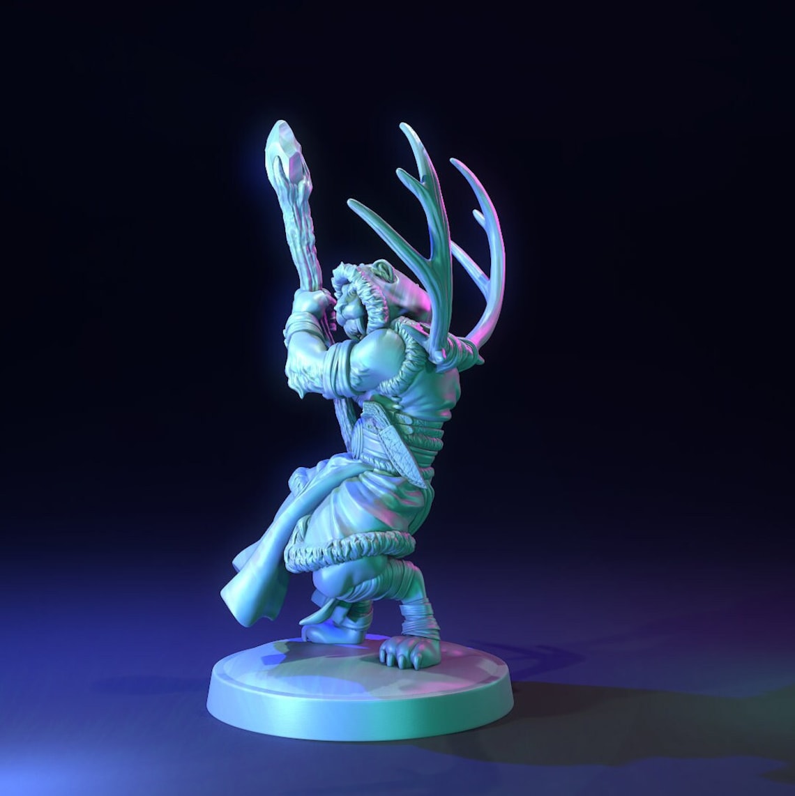 Arctic Tabaxi Sabertooth Druid 3D Printed Tabletop RPG Mini - Etsy UK