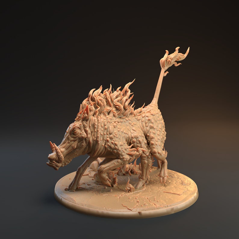 Bushfire Boar Fire Elemental 3D Printed Tabletop RPG Mini | Etsy