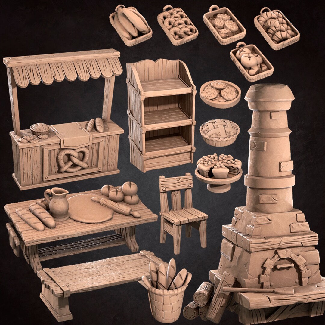 Bakery Shop Scatter 3D Printed Tabletop RPG Scenery UNPAINTED - Etsy