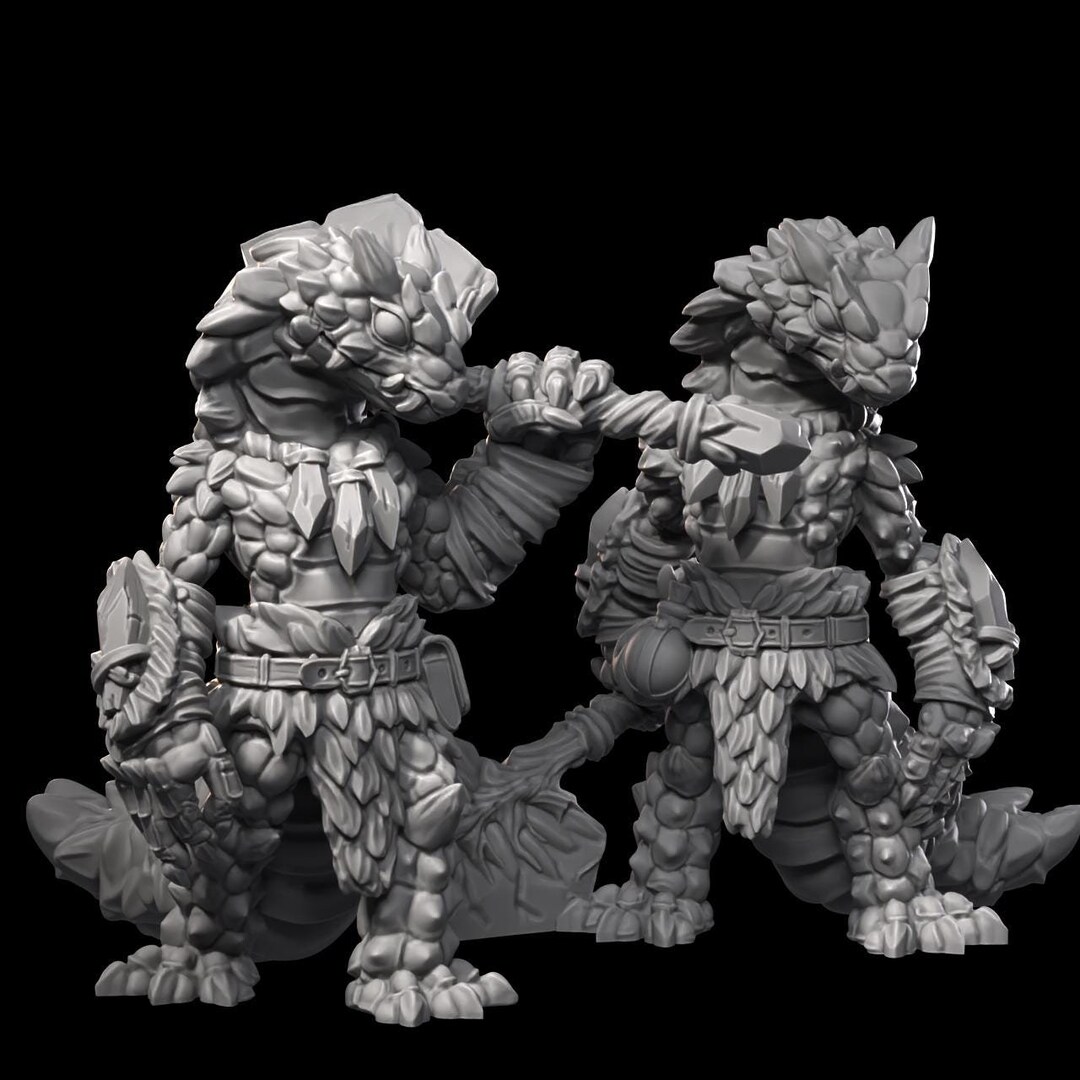 Gecko Kobold Spined Guards 3D Printed Tabletop RPG Mini - Etsy