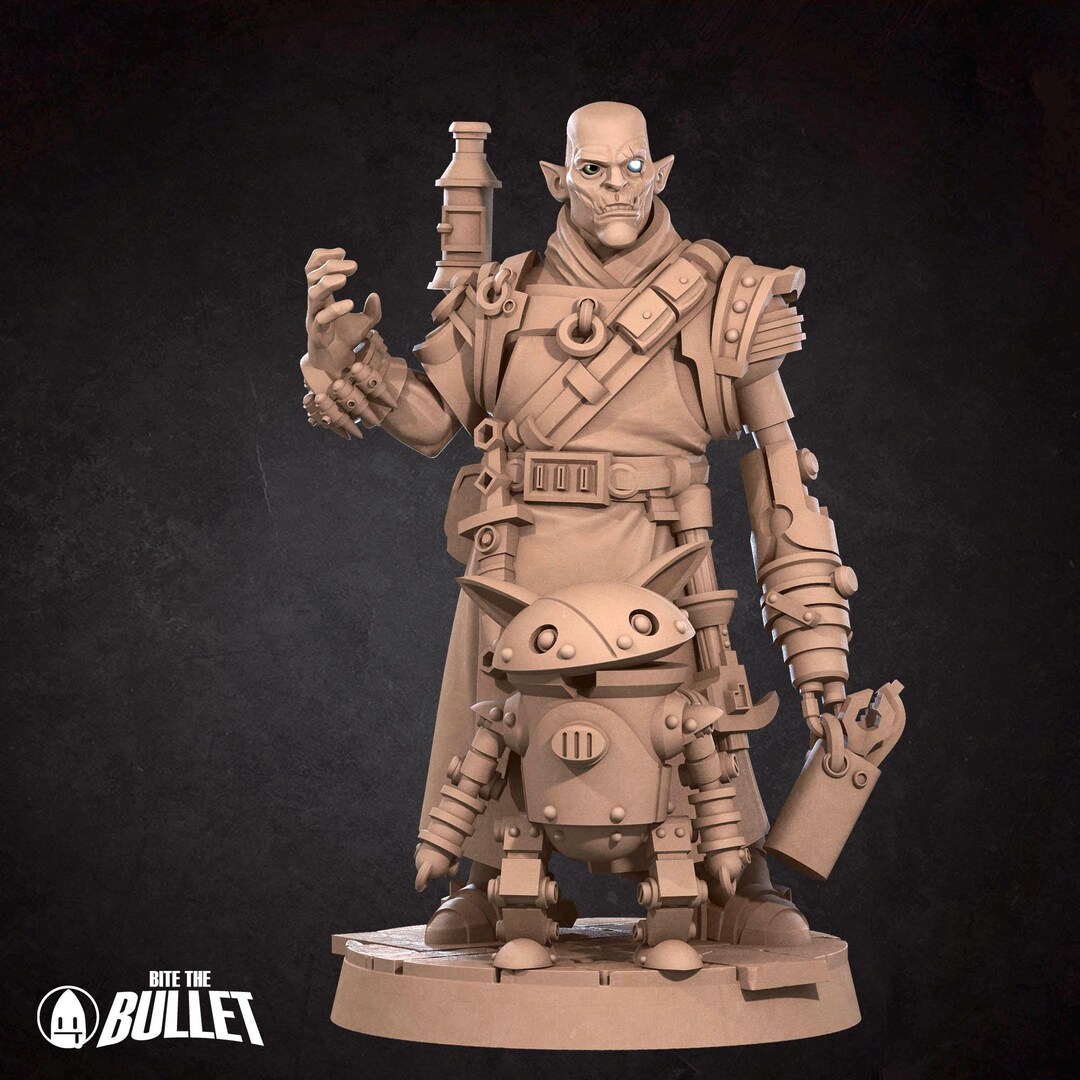 Half-orc Inventor With Robot 3D Printed Tabletop RPG Minis UNPAINTED - Etsy