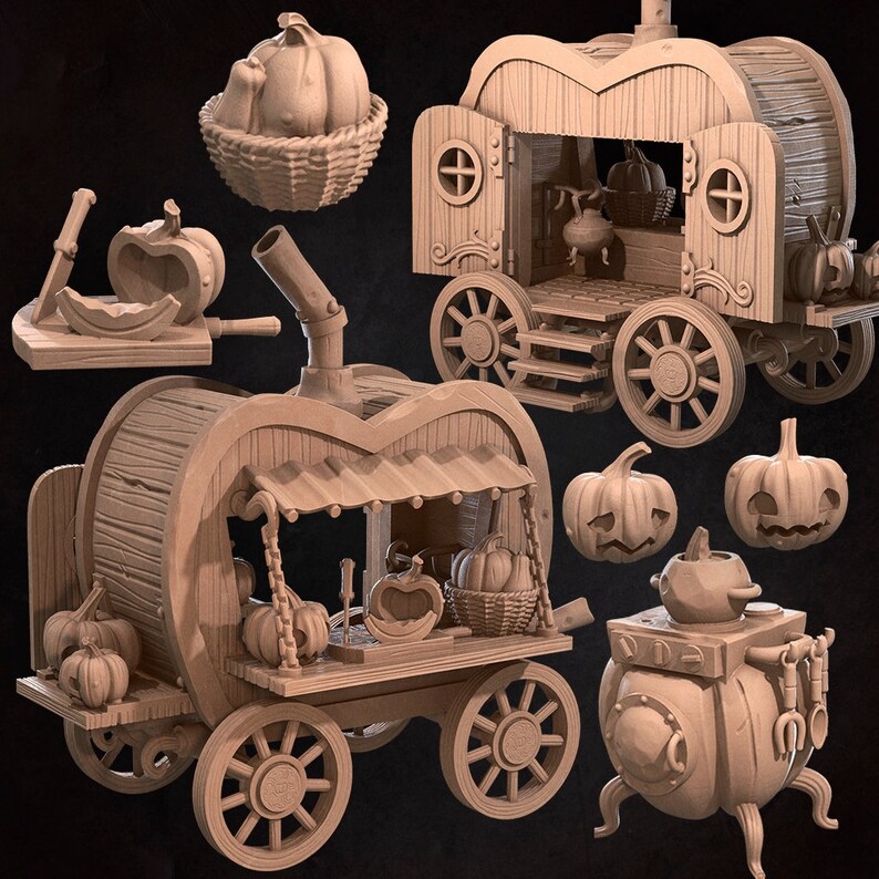 Pumpkin Cart 3D Printed Tabletop RPG Scenery UNPAINTED - Etsy