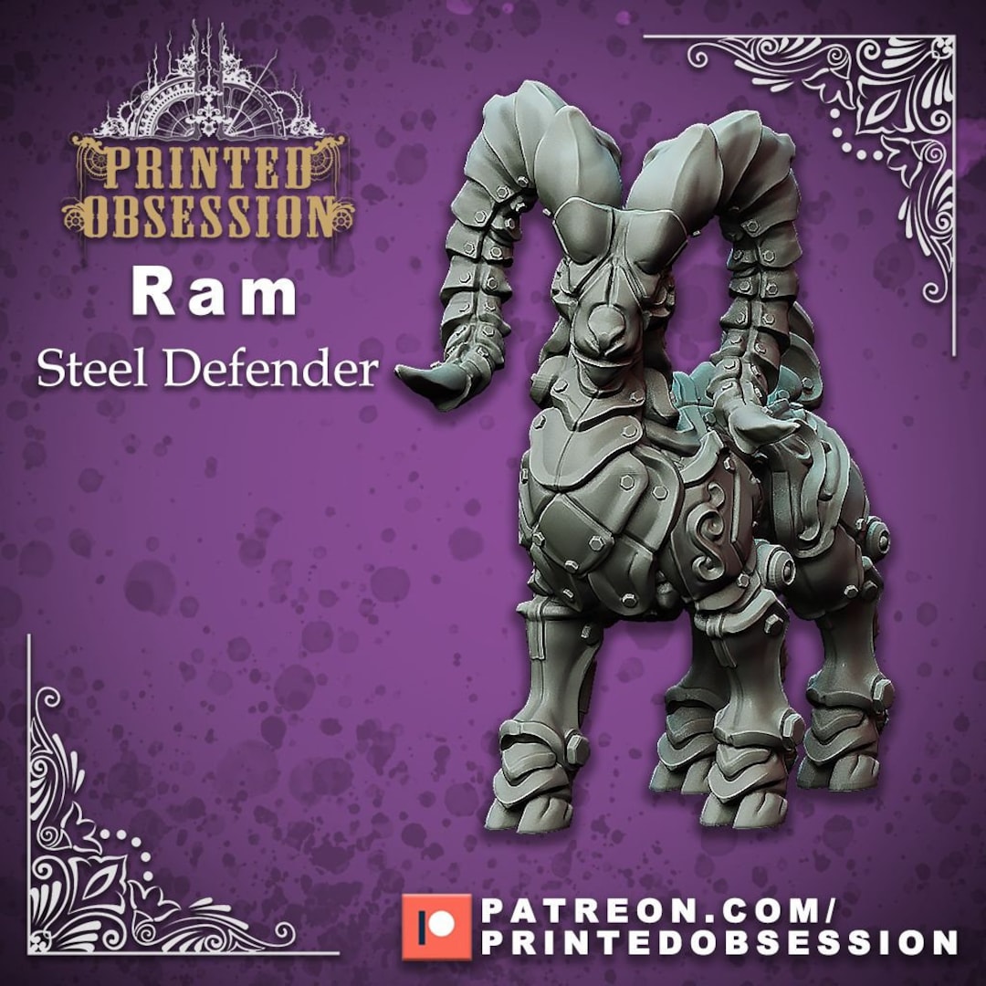 Artificer Steel Defender Ram 3D Printed Tabletop RPG Mini UNPAINTED ...