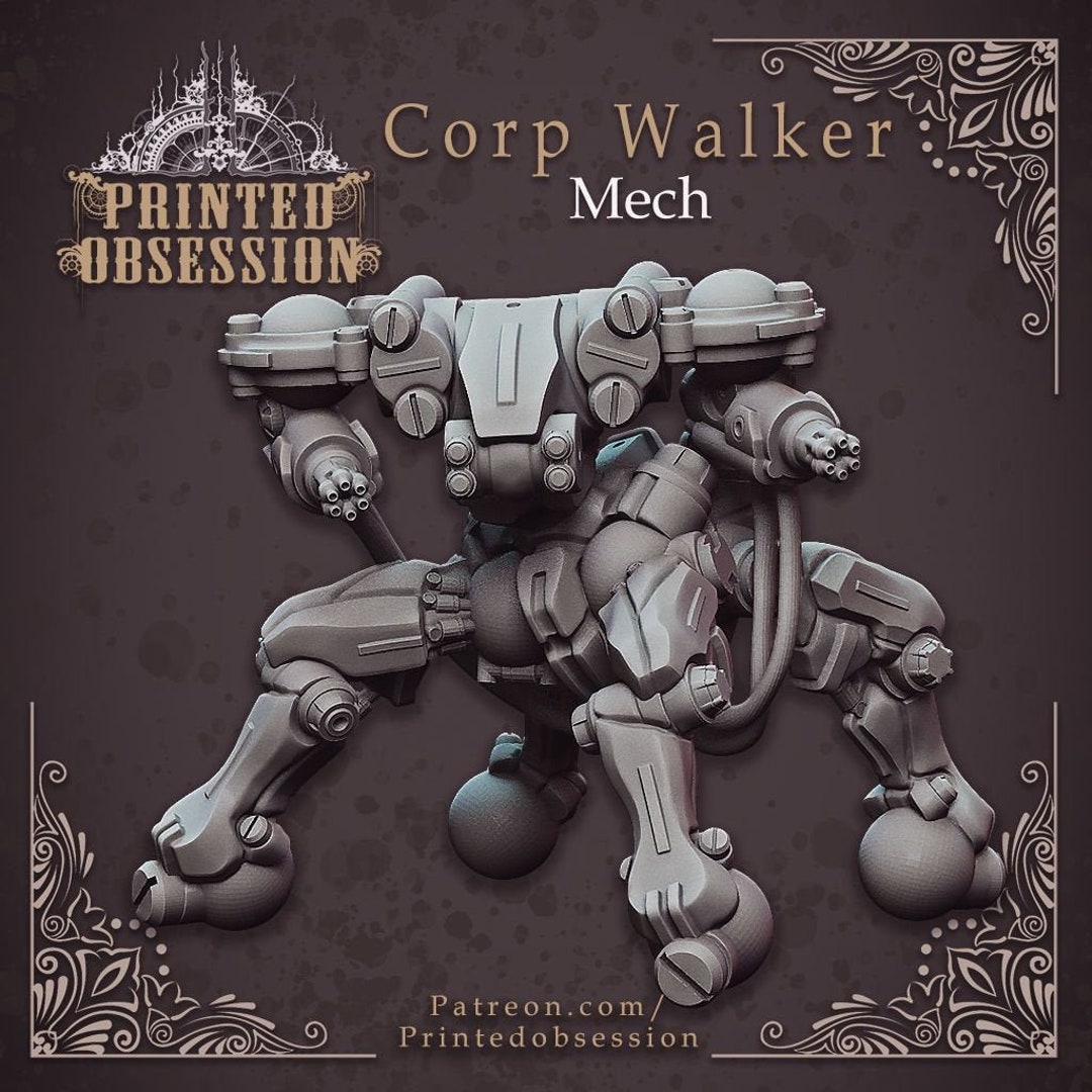 Walker Mech Robot 3D Printed Tabletop RPG Mini UNPAINTED - Etsy
