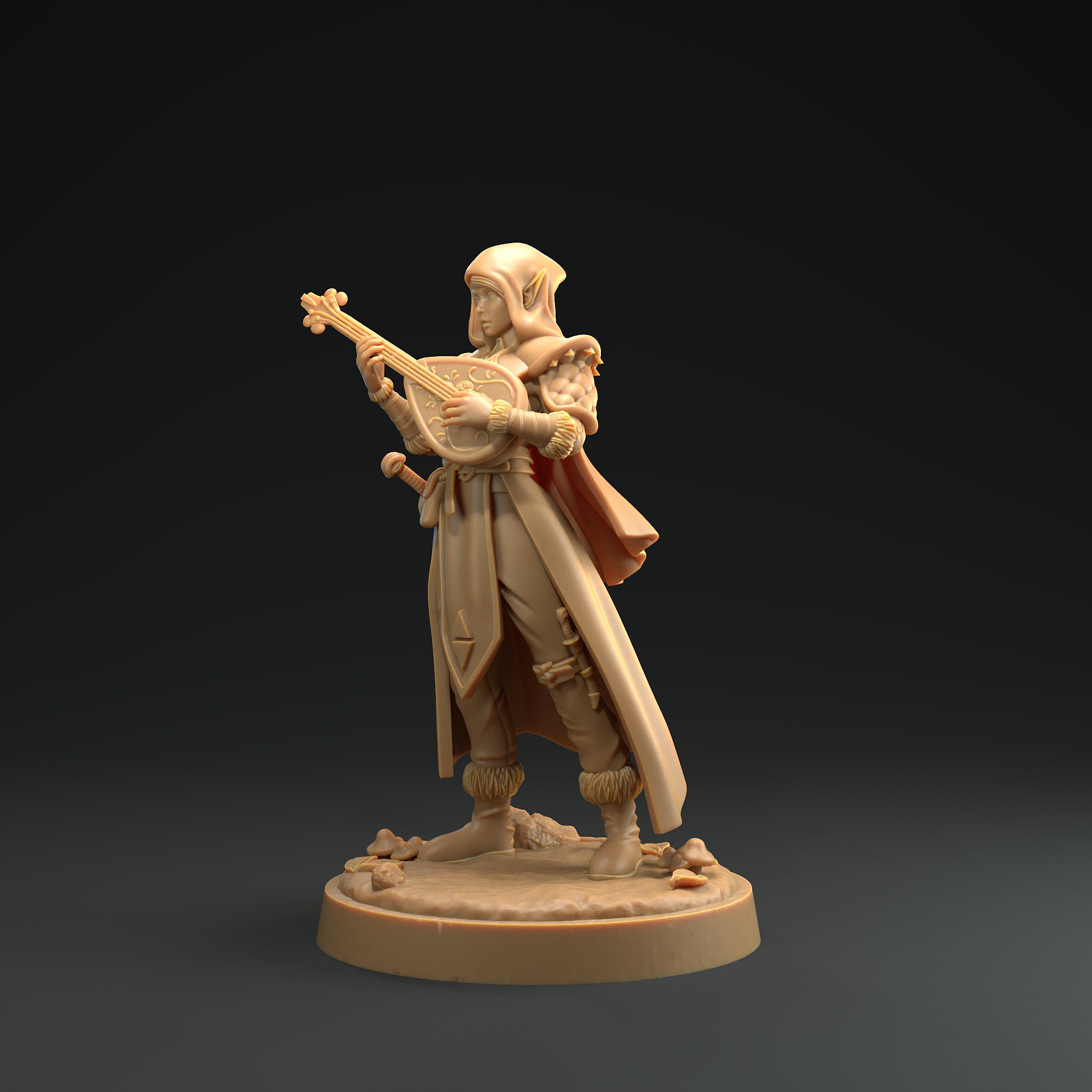 Elven Bard 3D Printed Tabletop RPG Mini | Etsy