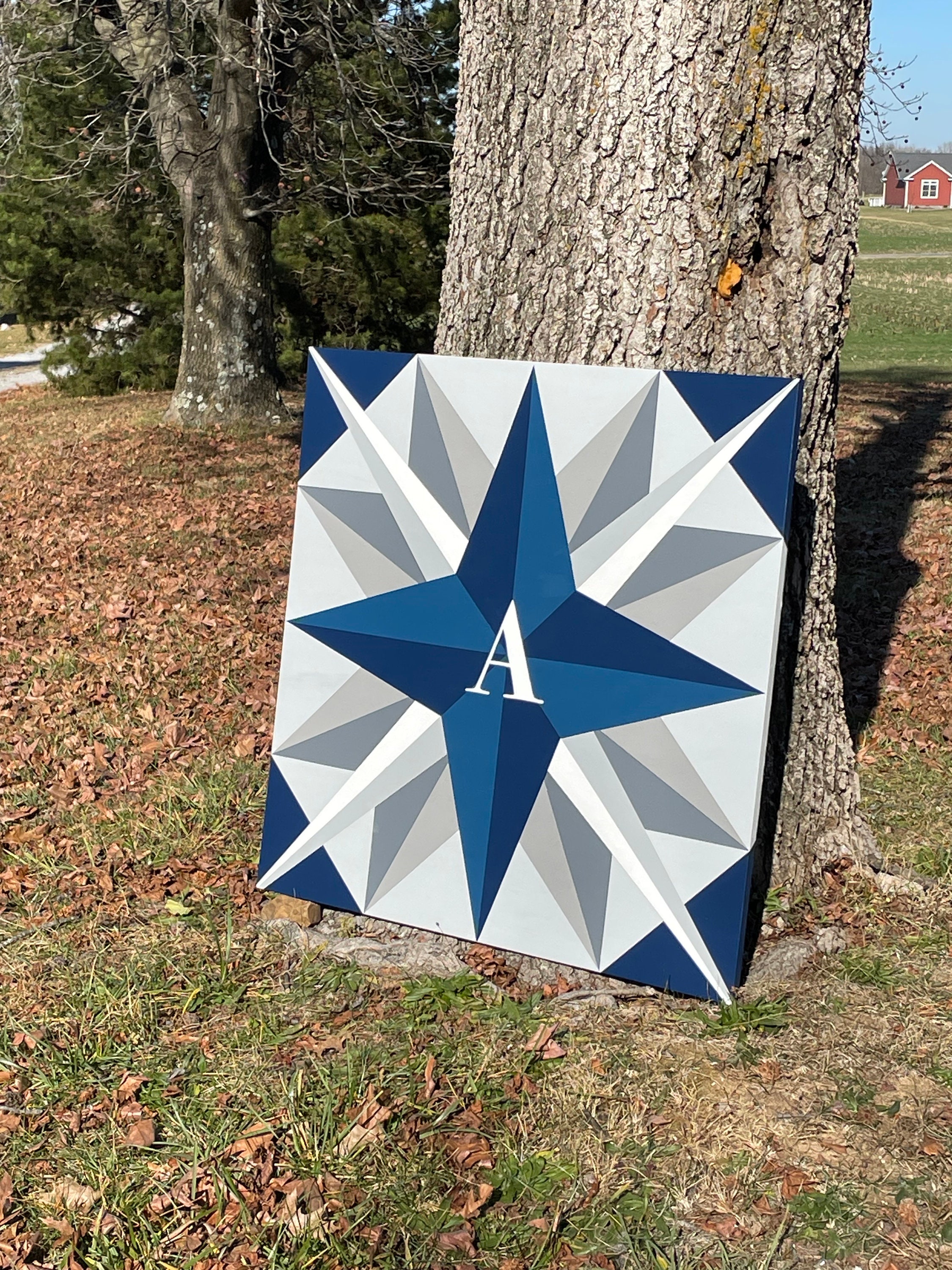 MARINER’S COMPASS Barn Quilt, Large Statement Piece, Wood Outdoor Sign ...