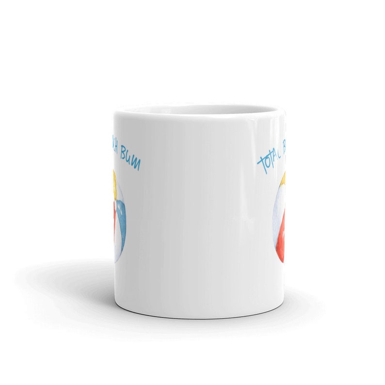 Total Beach Bum White Ceramic Glossy Coffee Mug - Etsy