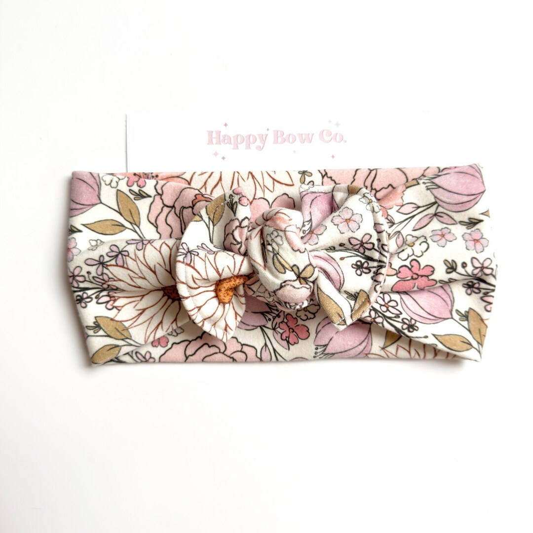 Floral Boho Knotted Baby Girl Head Wrap Headband, Baby Bow, Gift for ...
