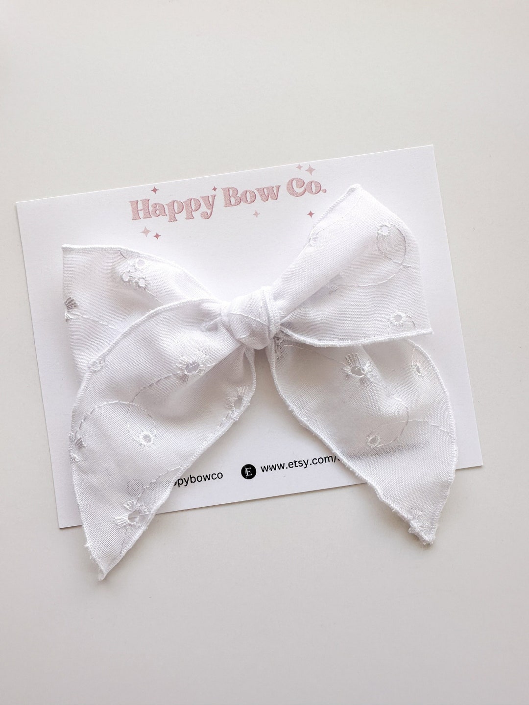 White Eyelet Girls Hair Bow, White Neutral Baby Headband, Eyelet Hair ...