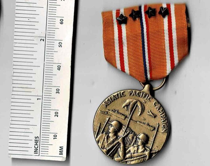 Orig WW2 ASIATIC Pacific CAMPAIGN W/ 4 Battle Stars Ocean Military ...