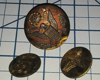 Orig Early WW2 US Navy CPO Hat Insignia Screw-post W/ Nut Chief Petty ...