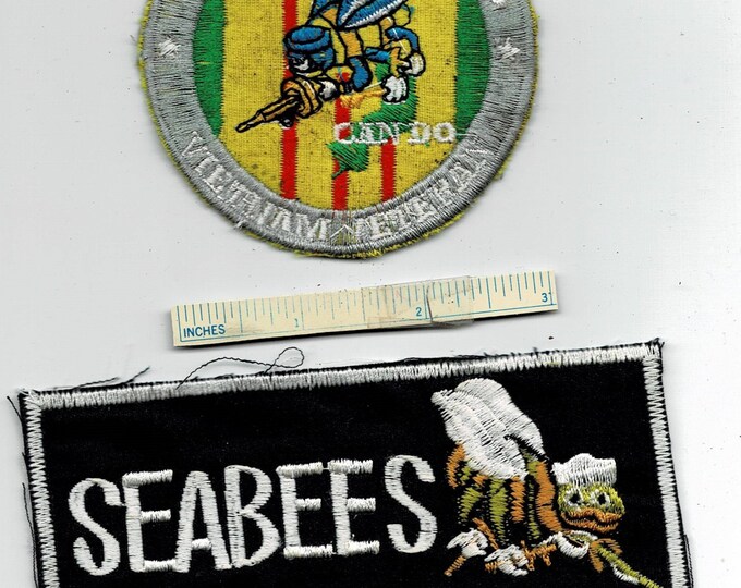 Vietnam War SEABEES Lot of 3 Patches US Navy Cbs Liberty Uniform Cuff Pair Set Shoulder Patch ...