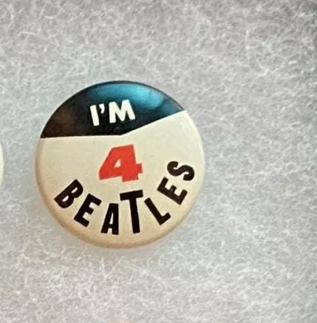 Original 1964 I'M 4 BEATLES - Metal Pin Pinback Vintage Rock Band John ...