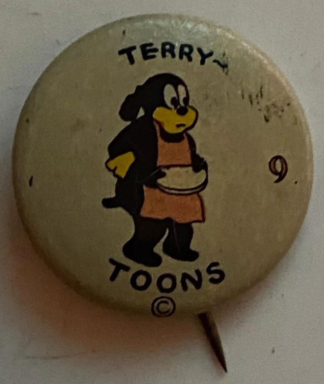 1930s TERRY TOONS 9 Comics Pin Litho Tin Pinback Insert Vintage Comic ...