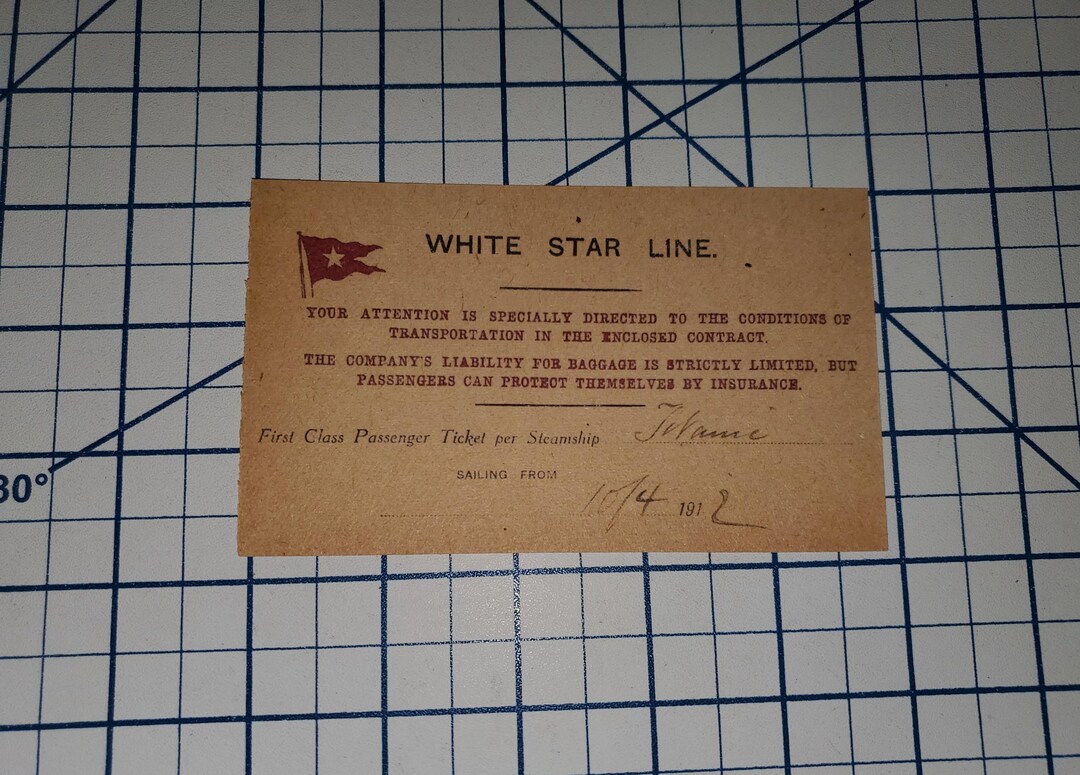 Repro April 1912 the TITANIC Ticket - on 110 Year Old Paper - White ...