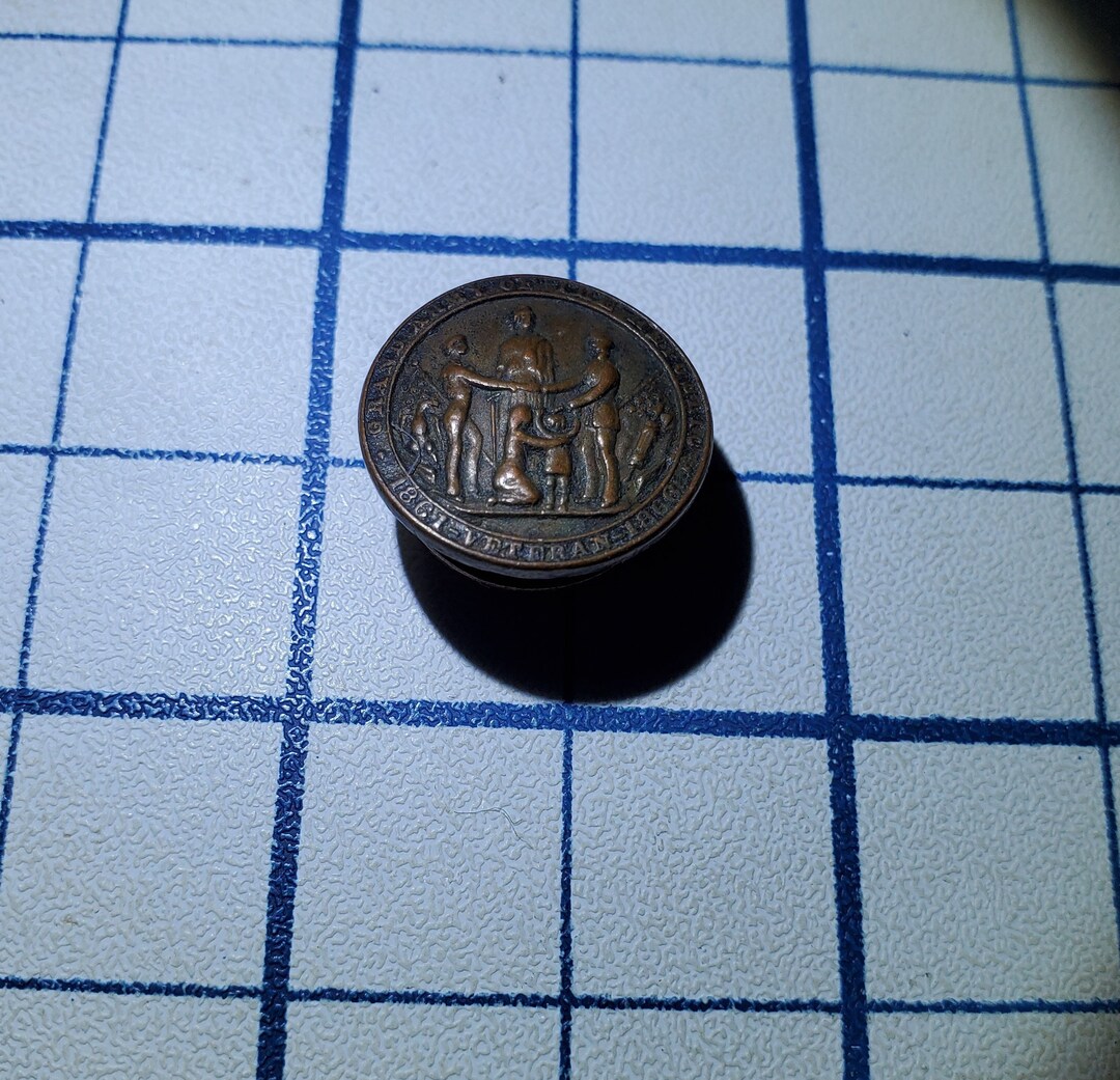 Orig 1800s CIVIL WAR VETERAN Insignia Badge Copper Metal Lapel Pin ...