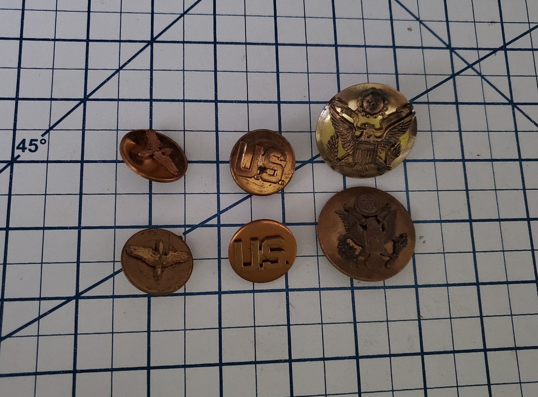 Lot of 6 Early WW2 WINGS Collar & Hat Badges Screw Post W/ Nuts ...