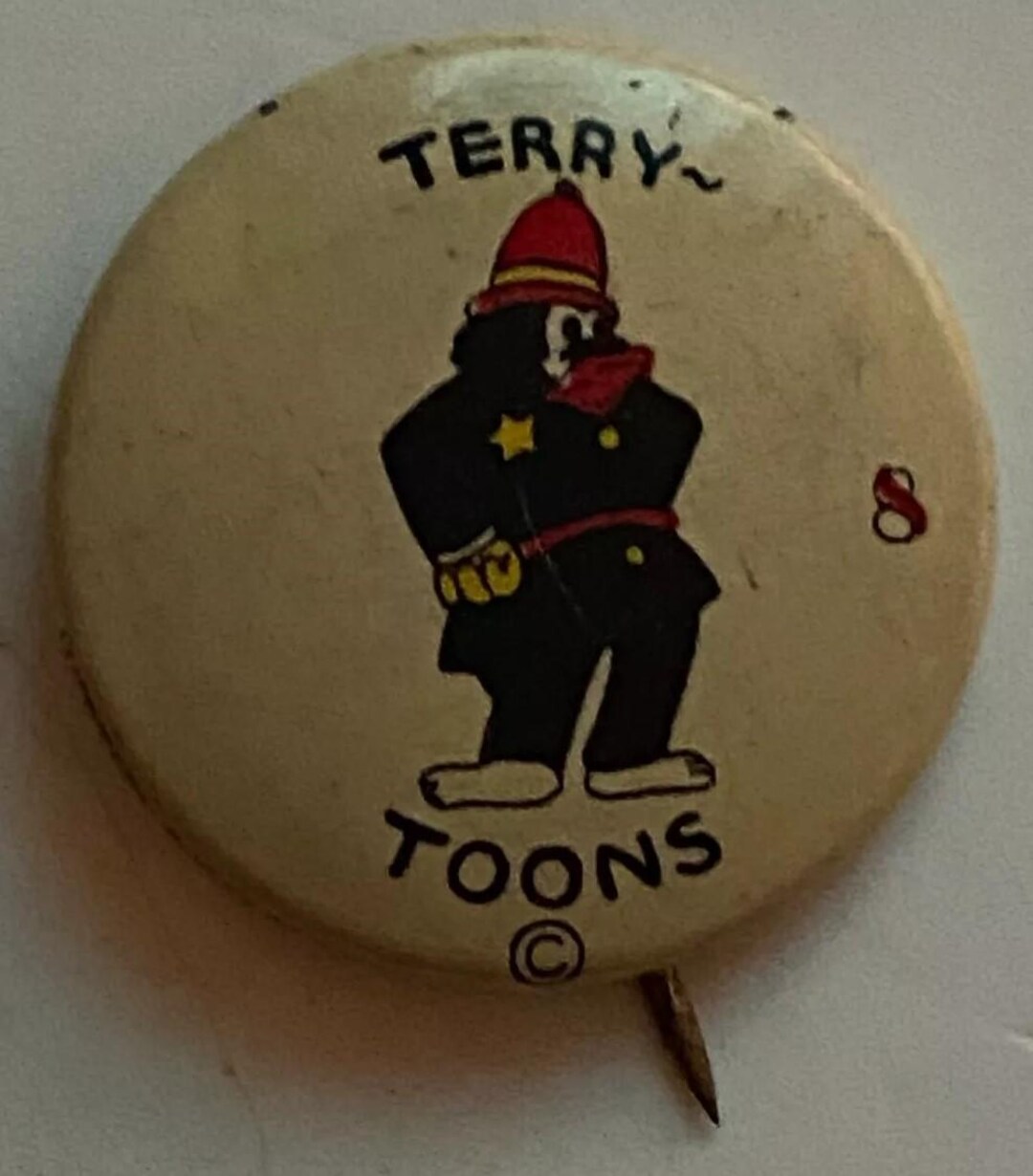 1930s TERRY TOONS 8 Comics Pin Litho Tin Pinback Insert Vintage Comic ...