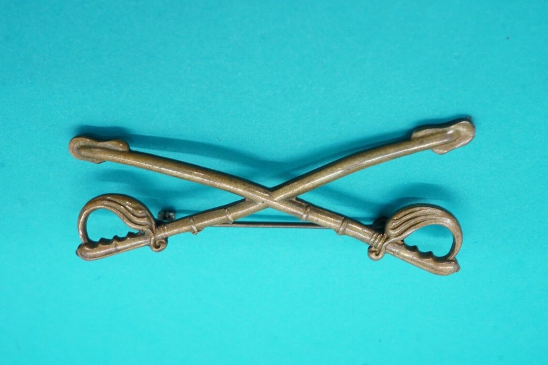 Pre-ww2 Orig CAVALRY OFFICER Hat Badge Brass Pinback Insignia Wwii US ...