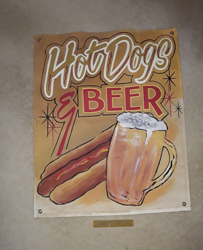 1950s HOT DOGS & Beer Canvas Banner Sign Bar Saloon Pub Tavern - Etsy