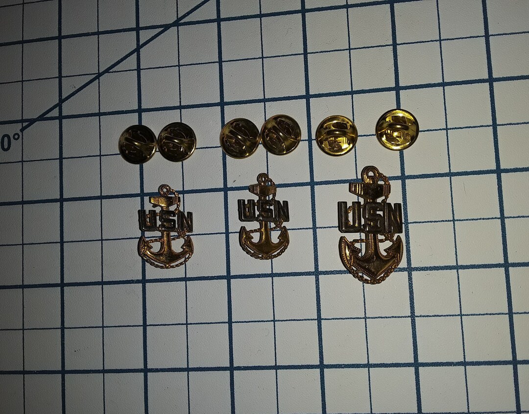 Vietnam War Sterling Silver Orig Lot of 3 US Navy CPO Hat & Collar ...