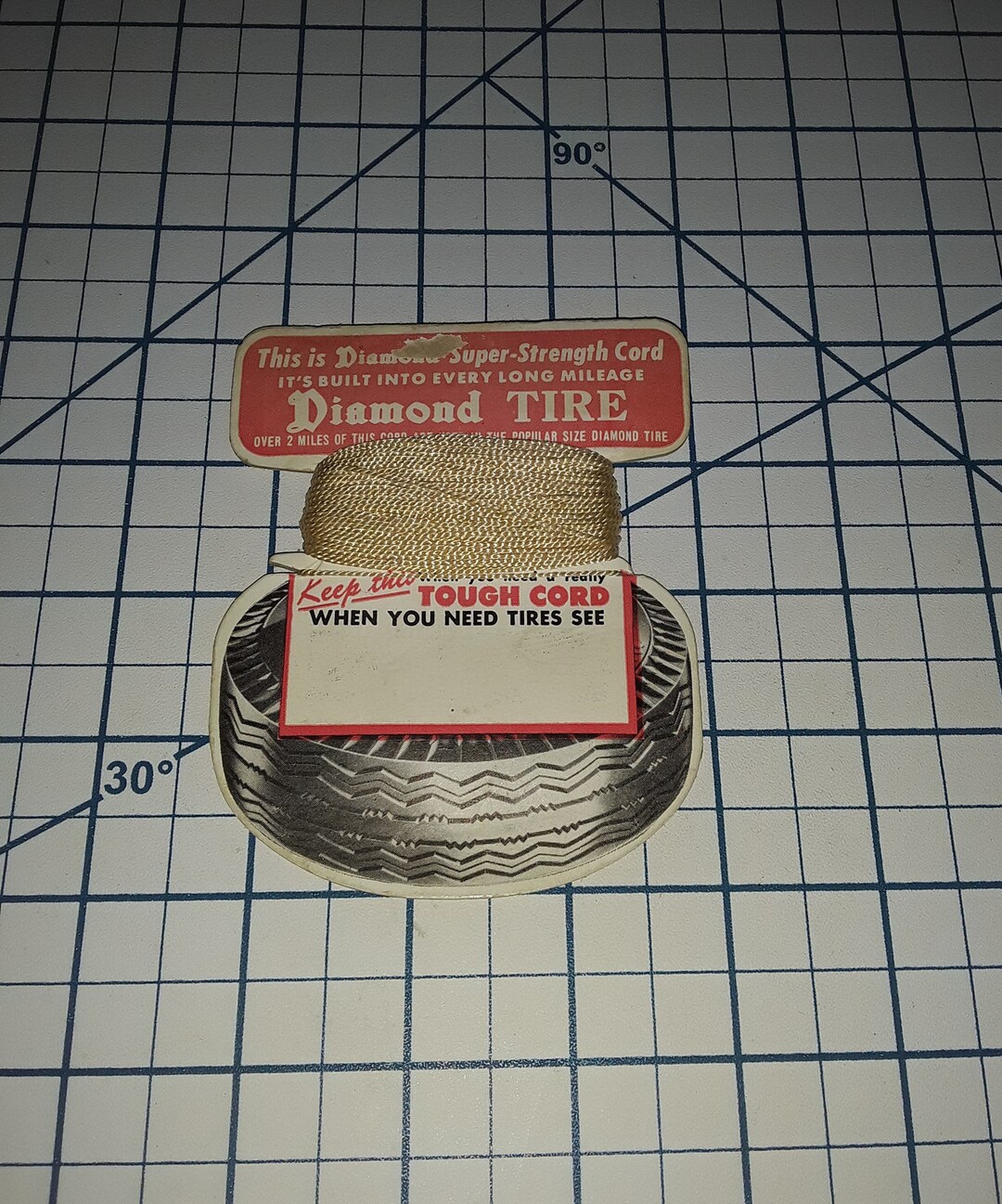 1950s DIAMOND TIRES W/ Sample Cord Die Cut Card Advertising Vintage - Etsy