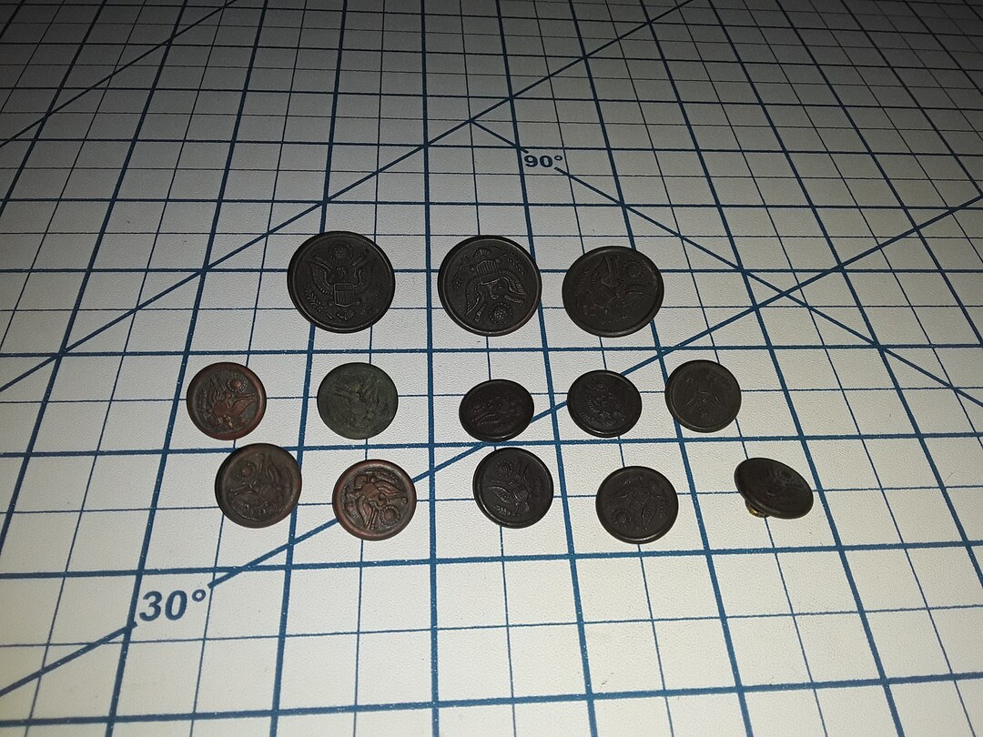 Lot of 13 Original WW1 US ARMY Buttons Jacket Coat Metal American W ...
