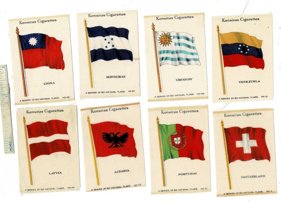 C1934 Lot of 8 Diff NATIONAL FLAGS Kensitas Cigarettes English | Etsy
