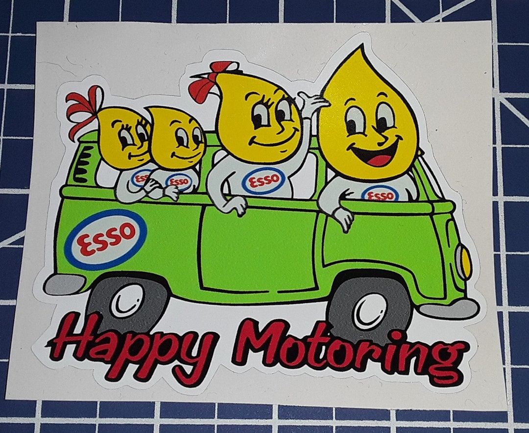 ESSO GAS Drip Family Happy Motoring Decal Super High Gloss Vintage Oil ...