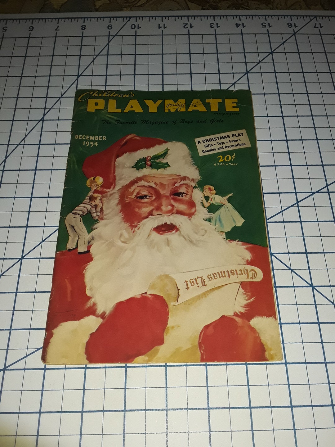Dec. 1954 CHILDREN'S PLAYMATE Magazine Santa Claus on Cover Color ...