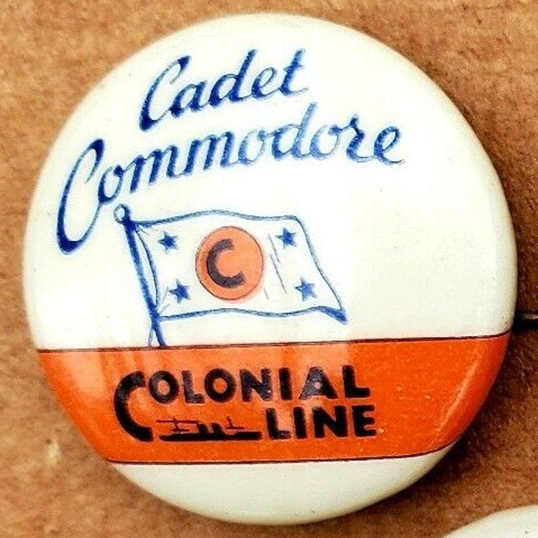 C1920s COLONIAL SHIP LINE Cadet Commodore Pin Celluloid Pinback Insert ...
