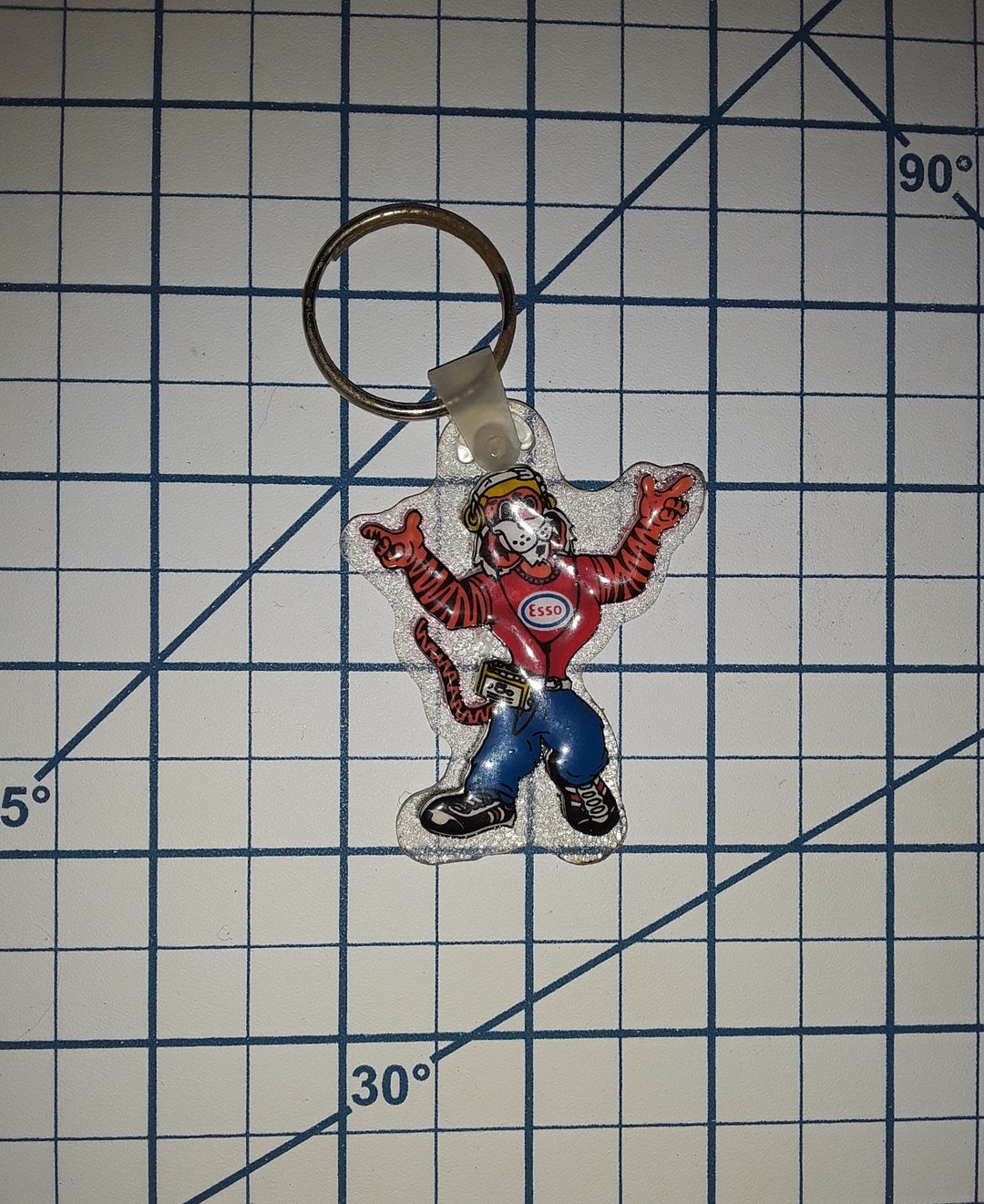 1970s ESSO Gas KEYCHAIN Put A Tiger in Your Tank Listening to Sony ...