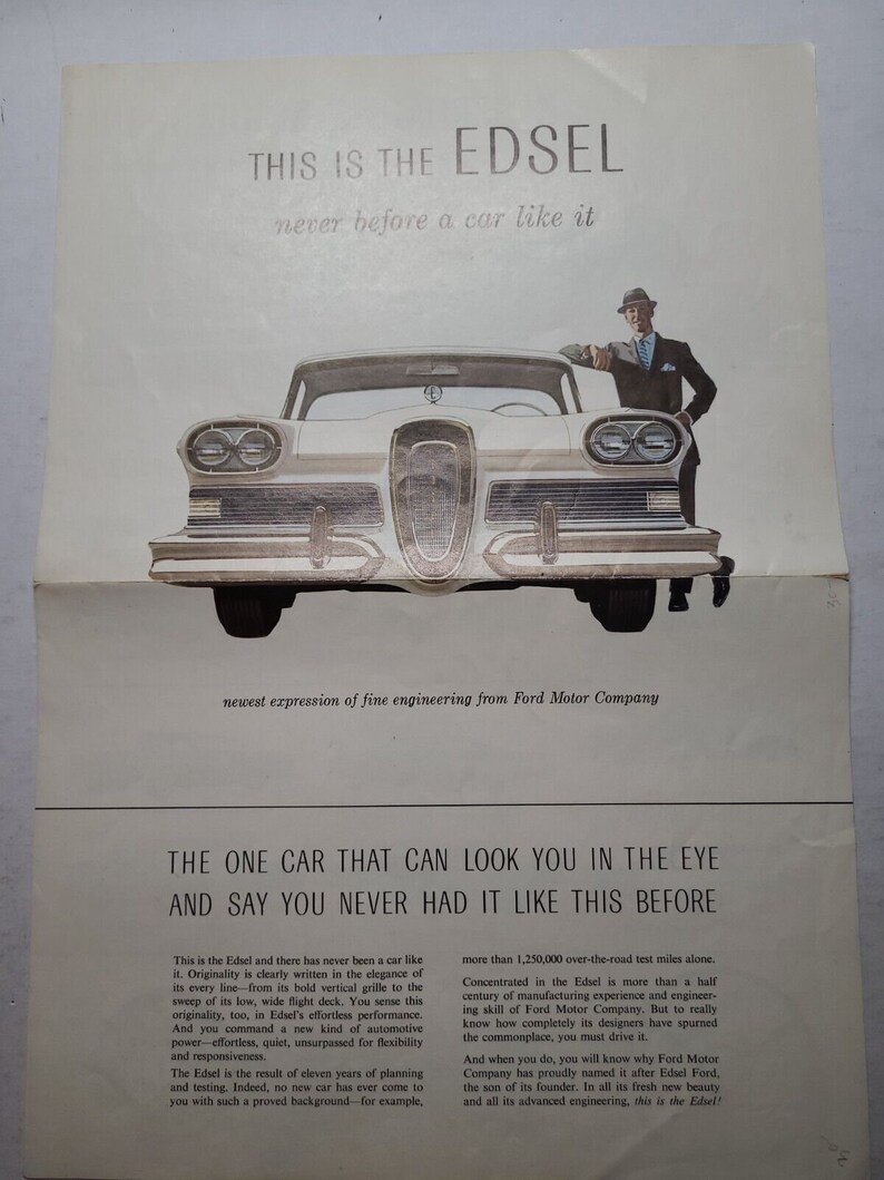 1957 EDSEL CARS this is the Edsel Promotional - Etsy