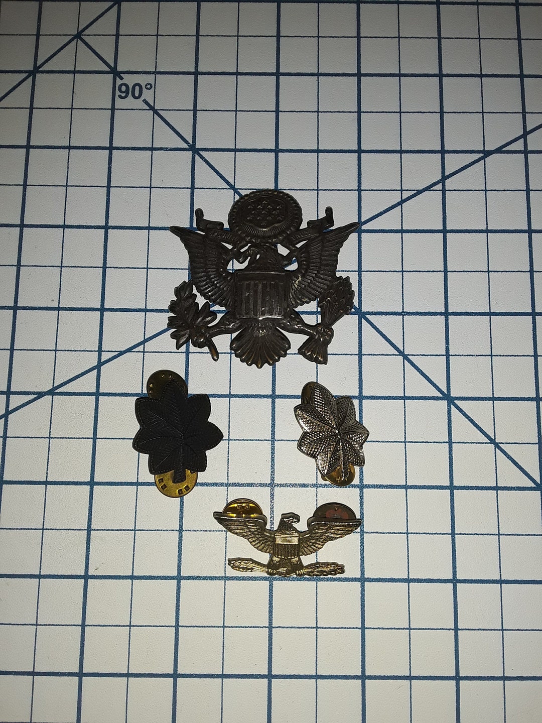WW2 1940s Lot of 4 Diff Hat Badge, Officer Rank Insignias - Army, Navy ...