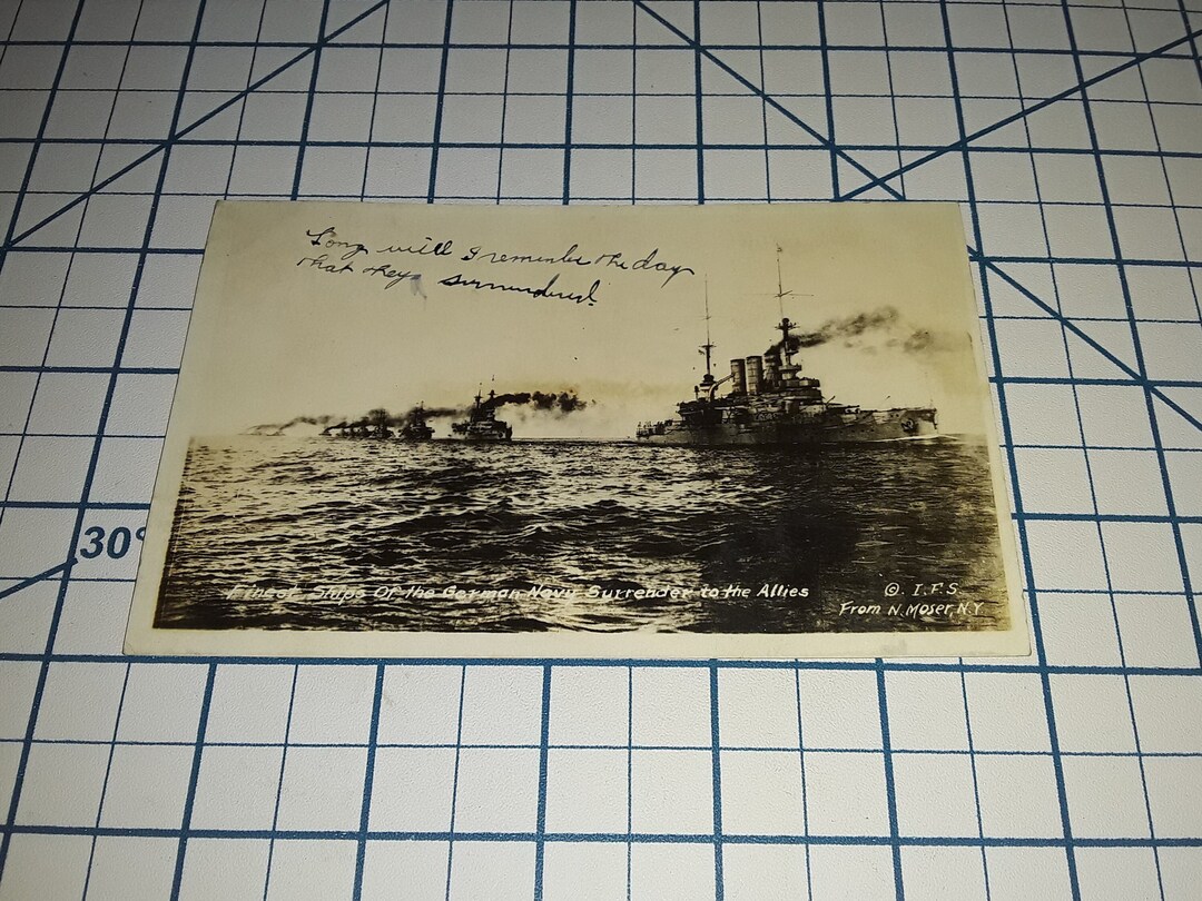 WW1 GERMAN SHIPS Surrender to the Allies Battleship Us Navy Ship Rppc ...