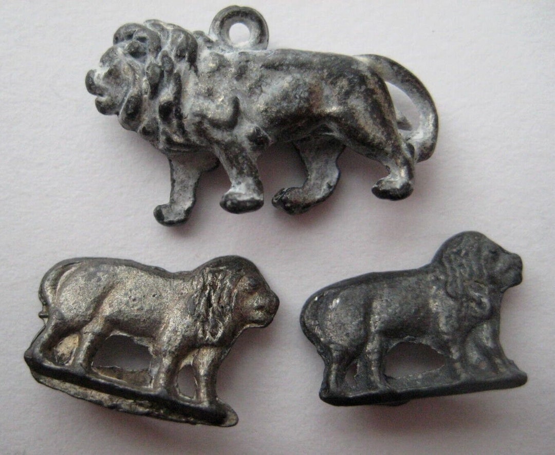 Lot of 3 1920s / 1930s Metal LIONS - CRACKER JACK Toy Vintage Antique ...
