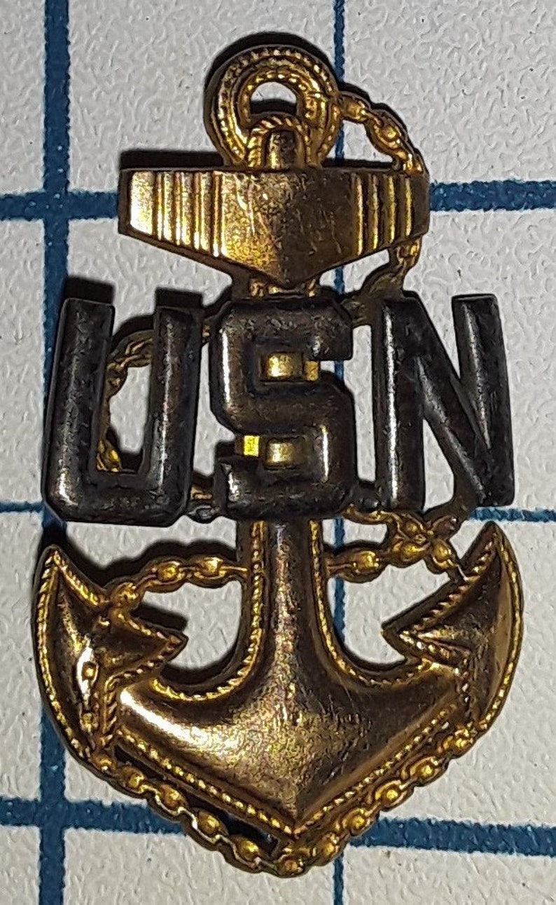 WW2 US Navy CHIEF Collar Insignia 1/20 18K Gold Wwii W/ Clutch - Etsy