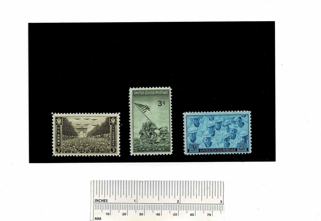 WW2 1940s Lot of 3 Diff Army, Navy, Marines Wwii Postage Stamps Vintage ...