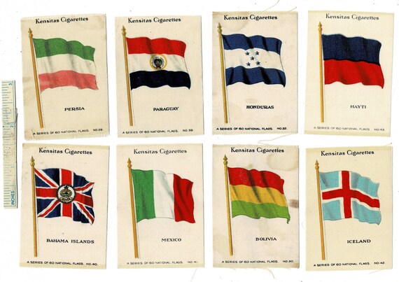 C1934 Lot of 8 Diff NATIONAL FLAGS Kensitas Cigarettes English | Etsy